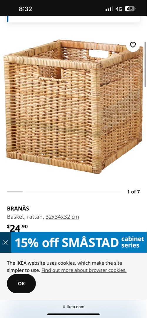 3x Ikea storage basket rattan , Furniture & Home Living, Home ...
