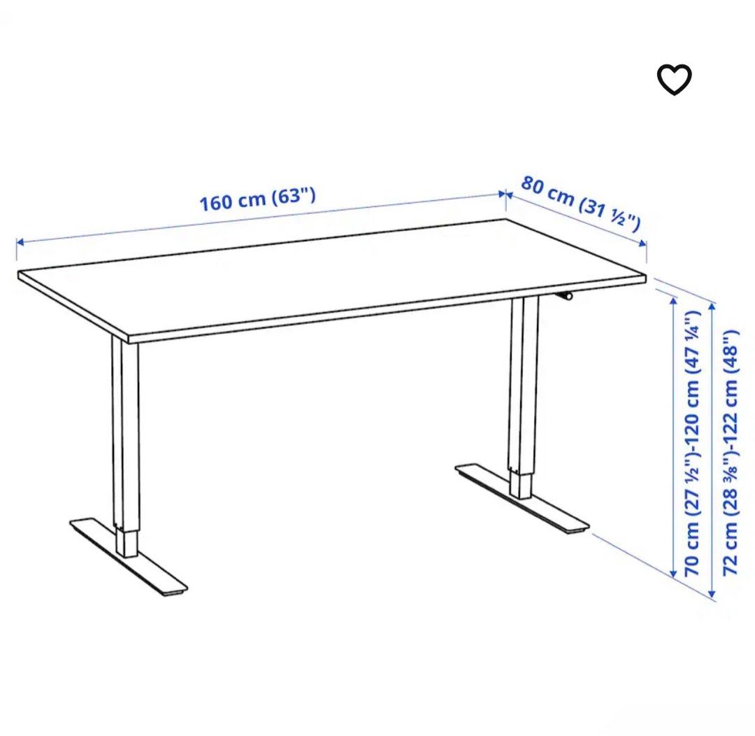 IKEA Trotten 160*80 adjustable desk, Furniture & Home Living, Furniture ...