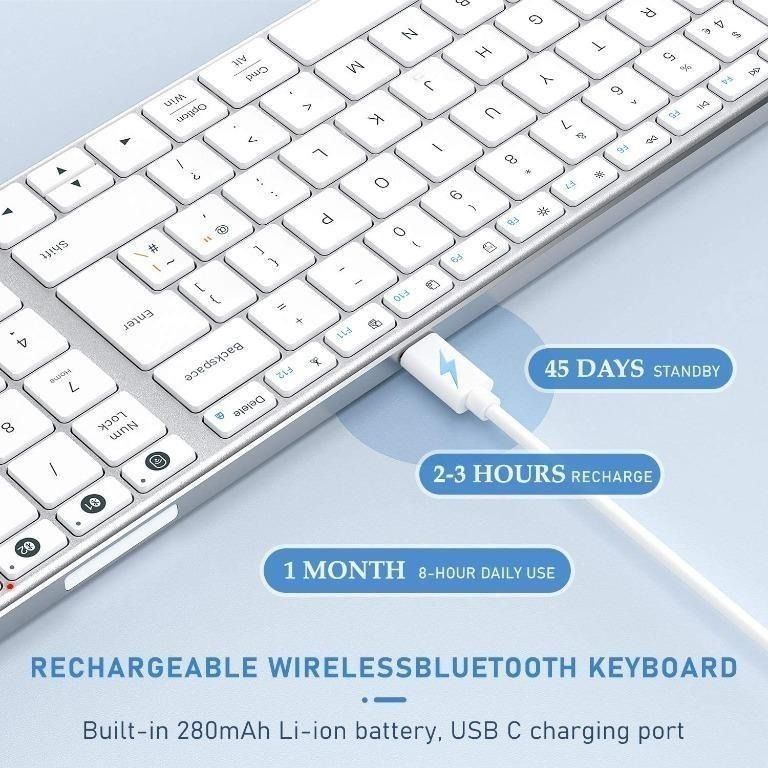 Jelly Comb Bluetooth Dual Device Connection Full Size Keyboard For ...