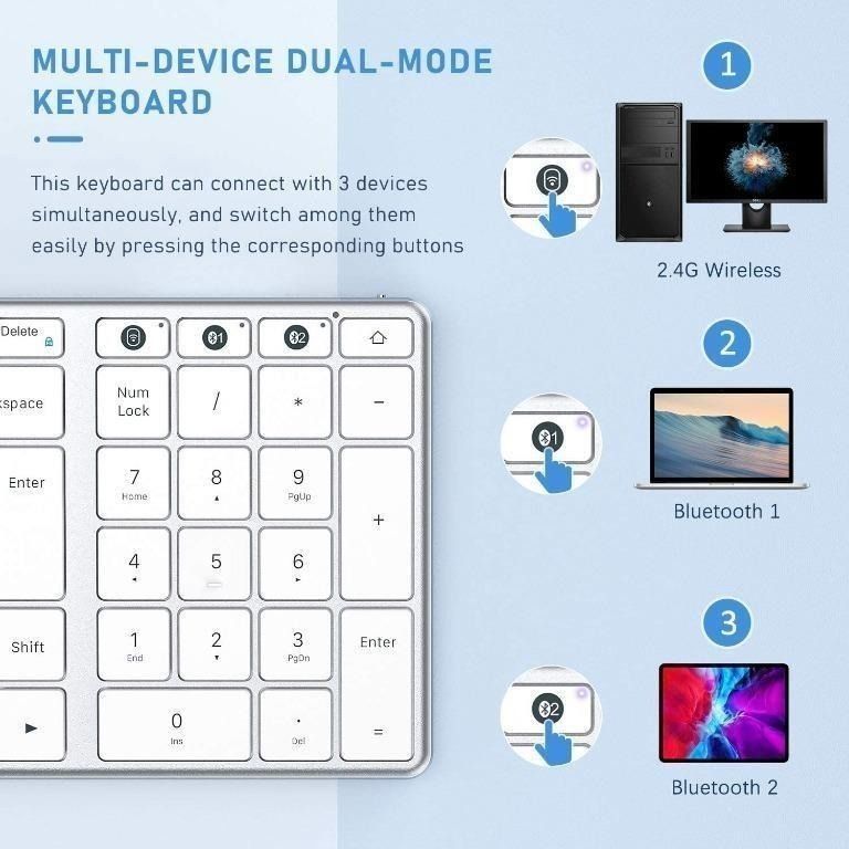 Jelly Comb Bluetooth Dual Device Connection Full Size Keyboard For ...