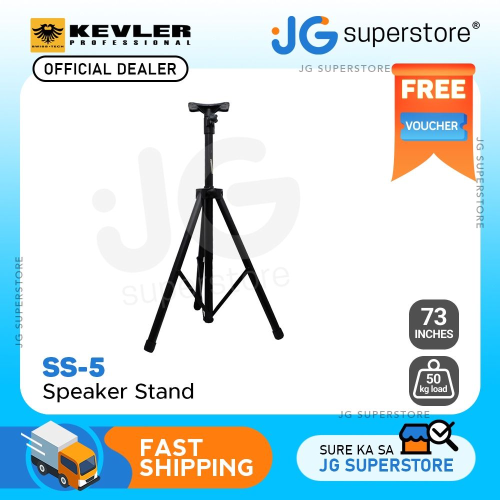 KEVLER SS-5 100cm Extendable Speaker Stand with 186cm Max Adjustable Height, Lock Knob and 50kg ...