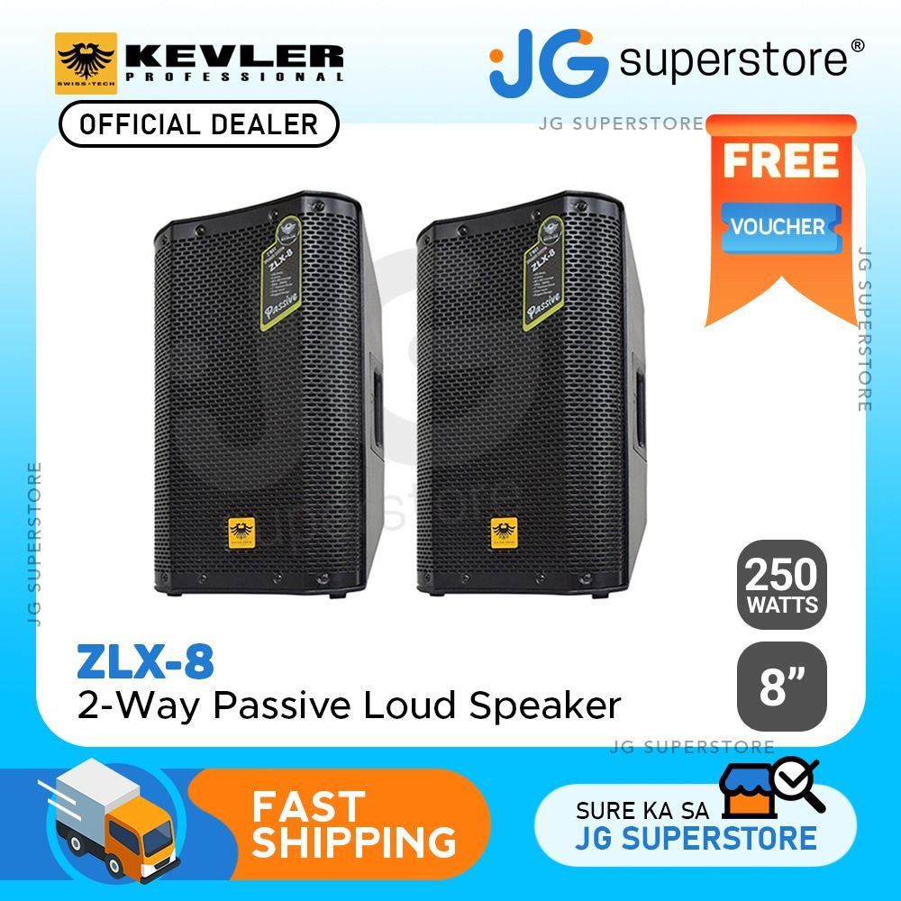 KEVLER ZLX-8D 8" 250W 2-Way Full Range Active Loud Speaker (PAIR) with ...