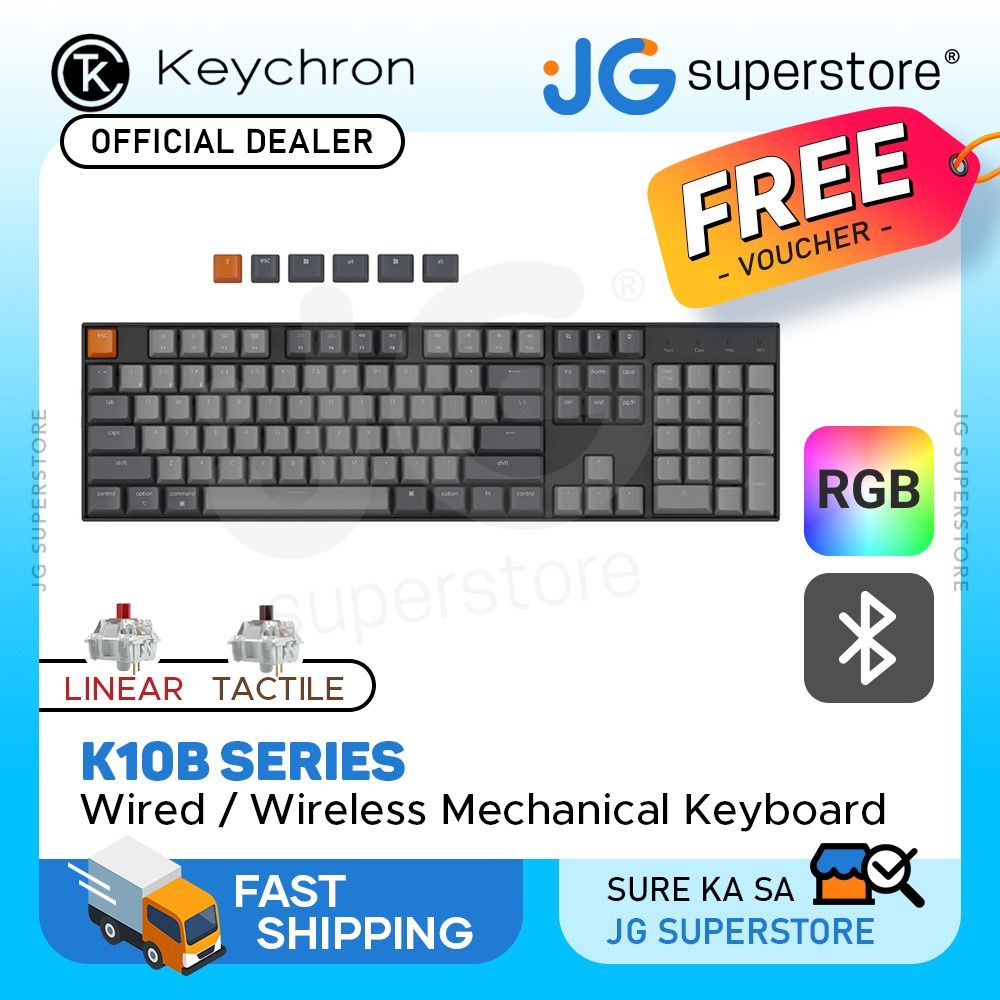 Keychron K10 104 Keys Bluetooth Wireless / Wired Full Size Mechanical Keyboard with RGB ...