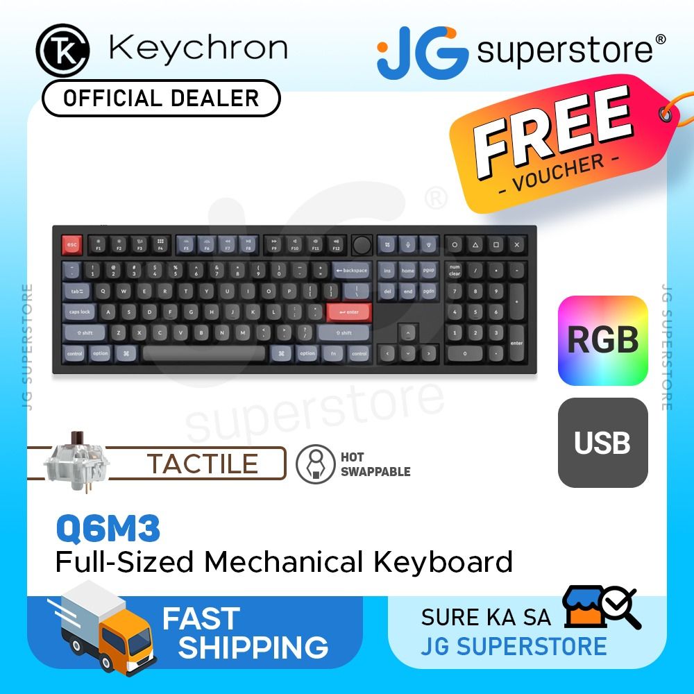 Keychron Q6 QMK 104 Keys Full-Sized Wired Mechanical Keyboard with Hot ...