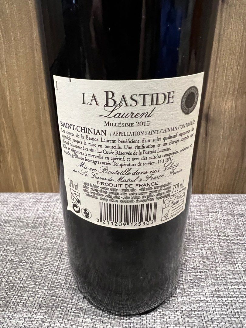 La Bastide Laurent Saint Chinian wine 750ml, Food & Drinks, Alcoholic ...