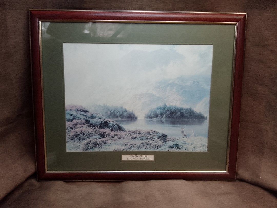 Large Vintage Print Art Display View from the Lodge by Artist Charles ...