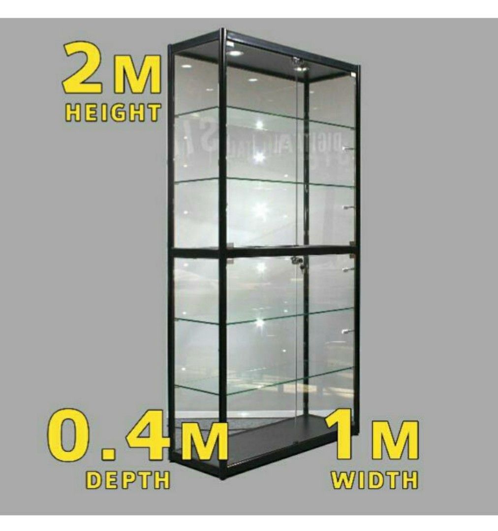LED Glass Display Cabinet, Furniture & Home Living, Furniture, Shelves ...