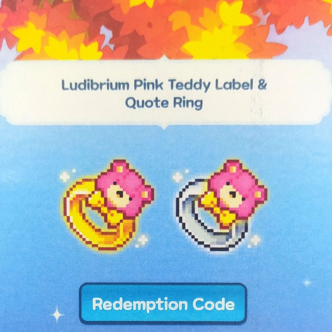 Ludibrium Pink Teddy Label & Quote Ring MapleSEA Maplestory Maple ...