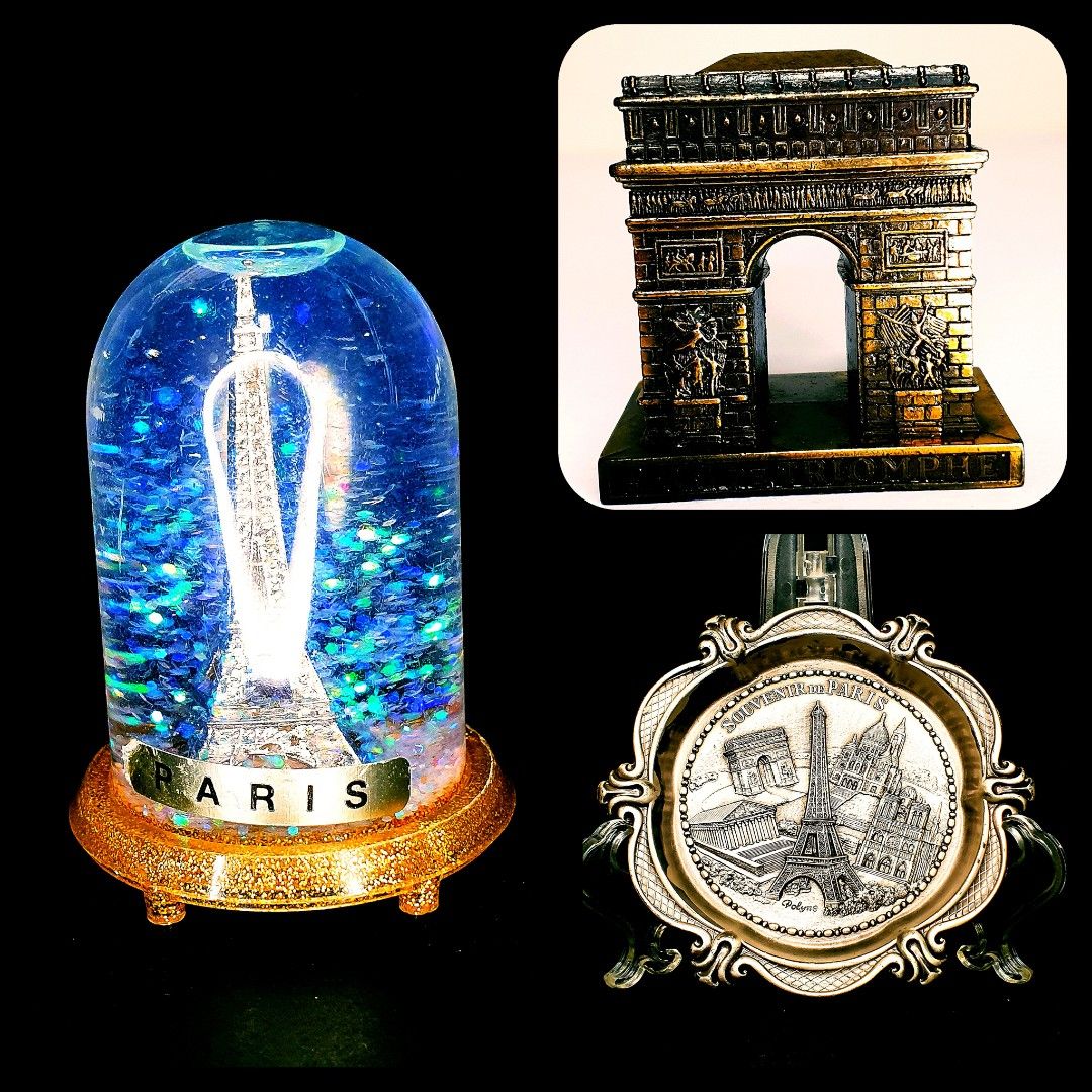 3 pcs Made in France, PARIS souvenirs vieux landmarks pewter dome ...