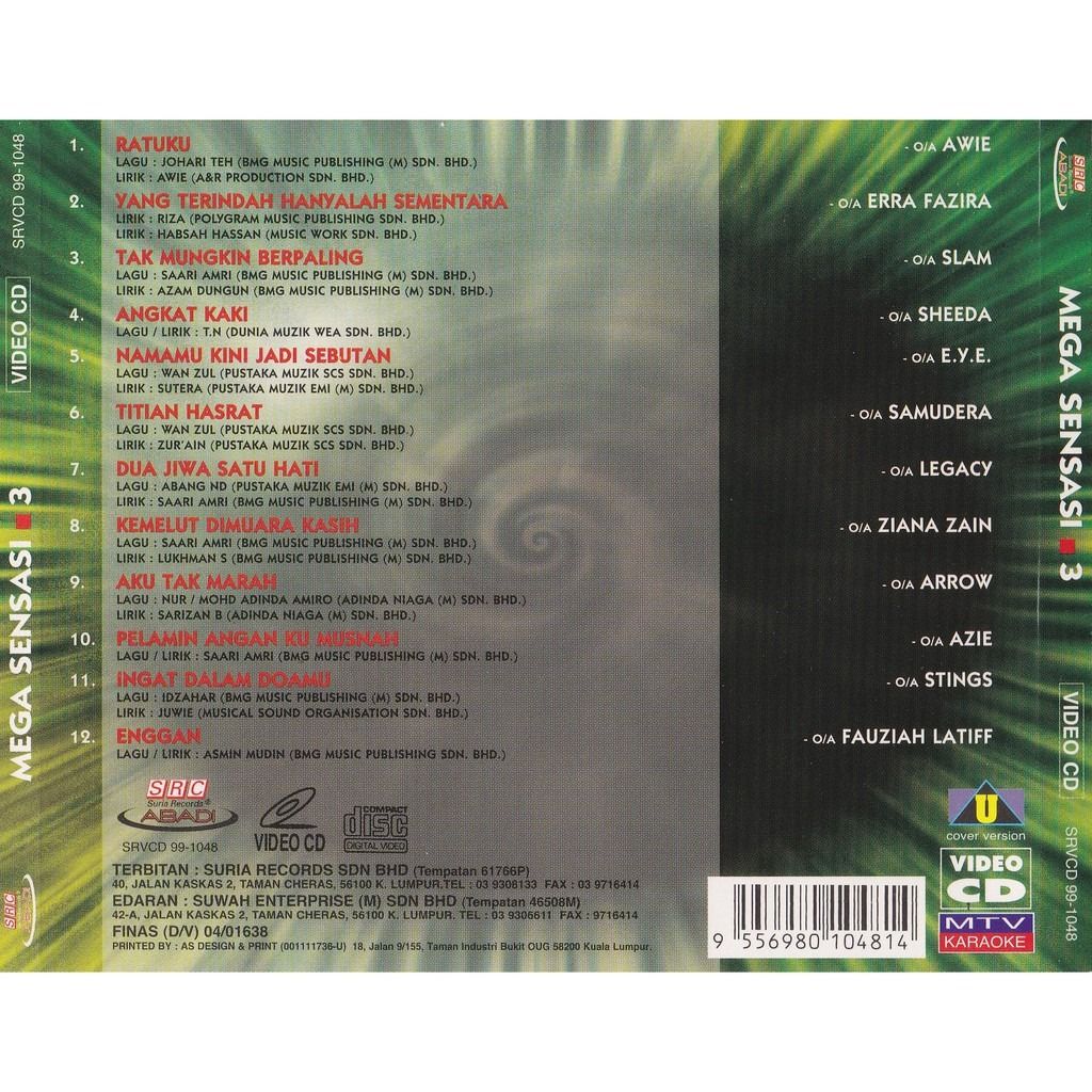 Mega Sensasi Vol.3 VCD Karaoke Cover Version Lagu Hit Awie Erra Fazira Slam Sheeda Samudera ...