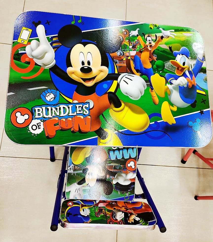MICKEY MOUSE Cartoon Folding Kid Learning Table Study Desk And Chair ...