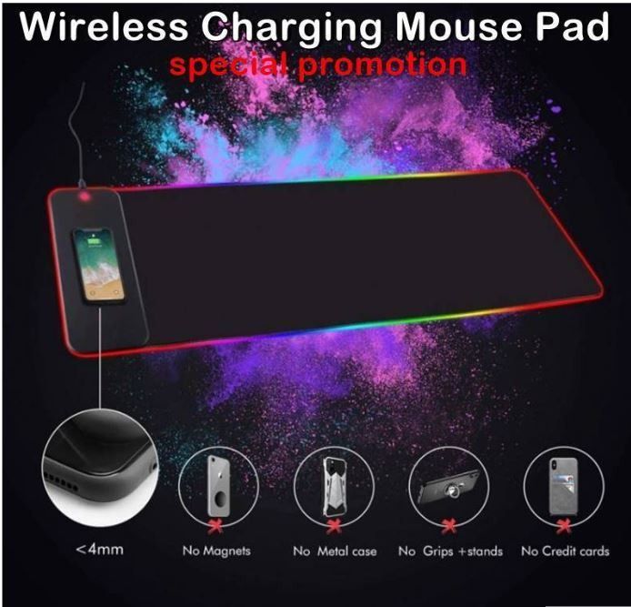 Mouse Pad Wireless 15W Charging Oversized Mouse Mat Office Table ...