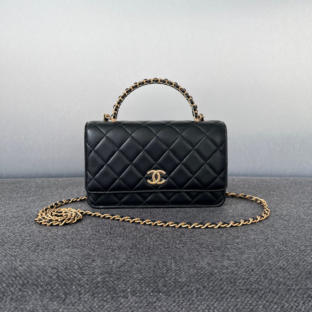 NEW Chanel Perfect Handle Wallet On Chain Lambskin 22K Black / Ghw ...