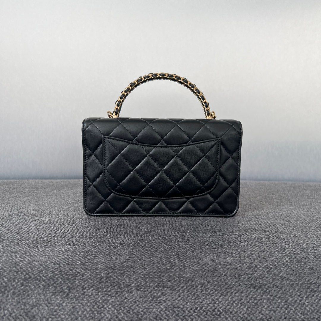 NEW Chanel Perfect Handle Wallet On Chain Lambskin 22K Black / Ghw ...