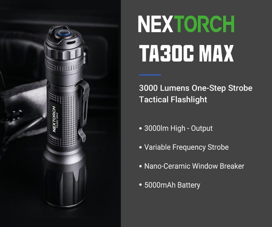 Nextorch TA30C Max Tactical Flashlight_3000 Lumens & 390 Meters, Sports ...