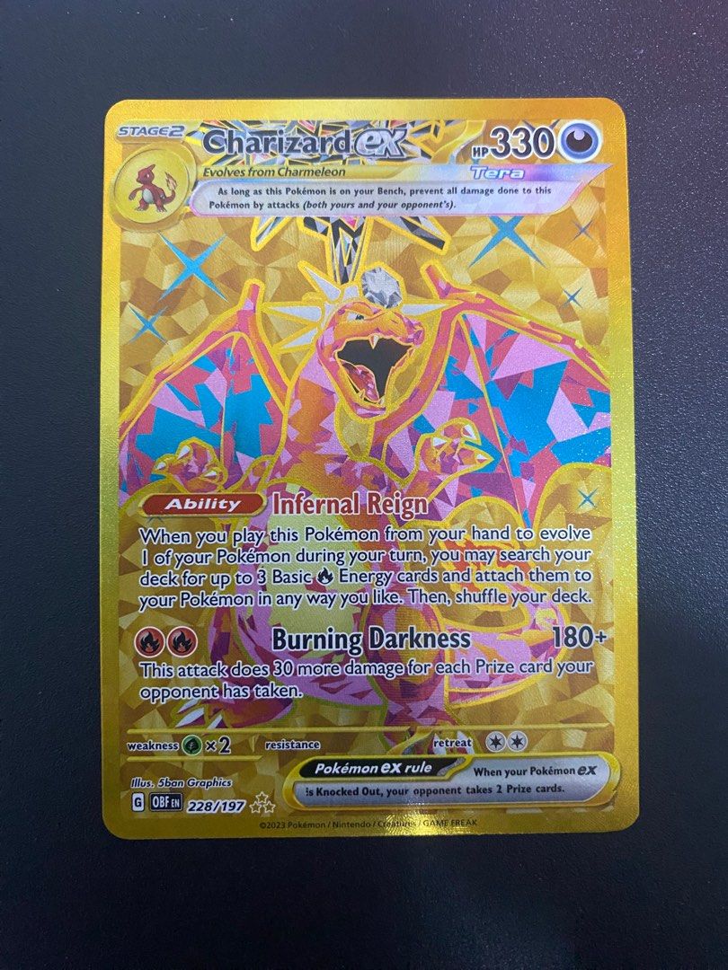 Obsidian Flame - SV03 - Charizard EX GOLD, Hobbies & Toys, Toys & Games ...