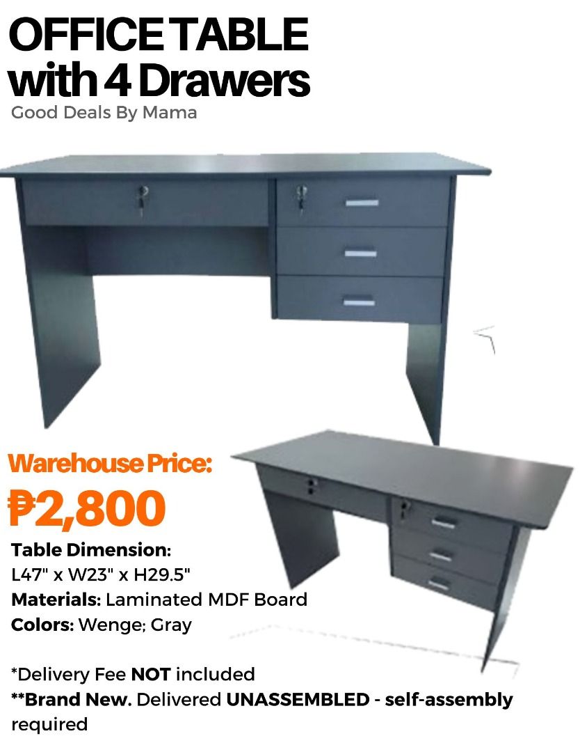 OFFICE TABLE WITH 4 DRAWERS on Carousell