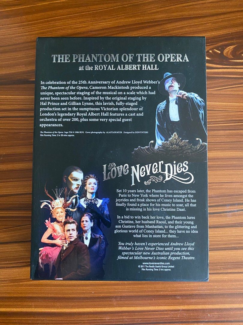 Phantom of the Opera & Love Never Dies DVD Boxset on Carousell