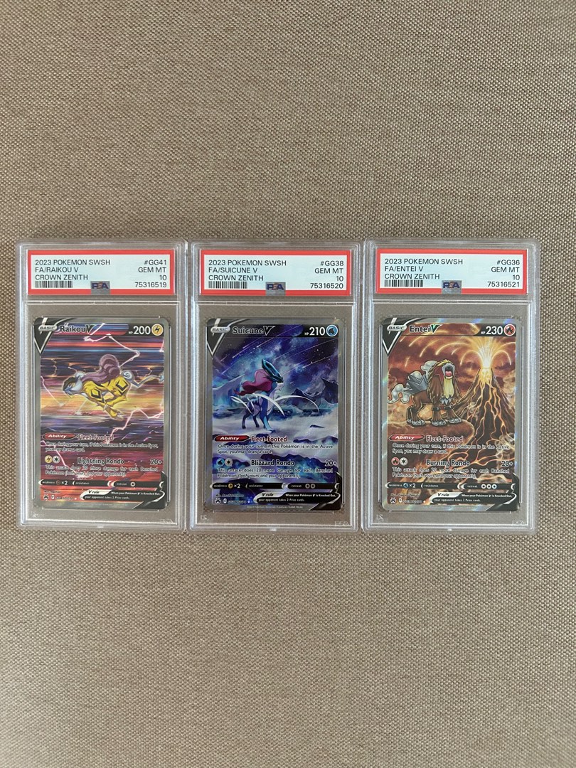 Pokemon PSA Slabs Sequential 10, Raikou, Suicune, Entei Crown Zenith ...