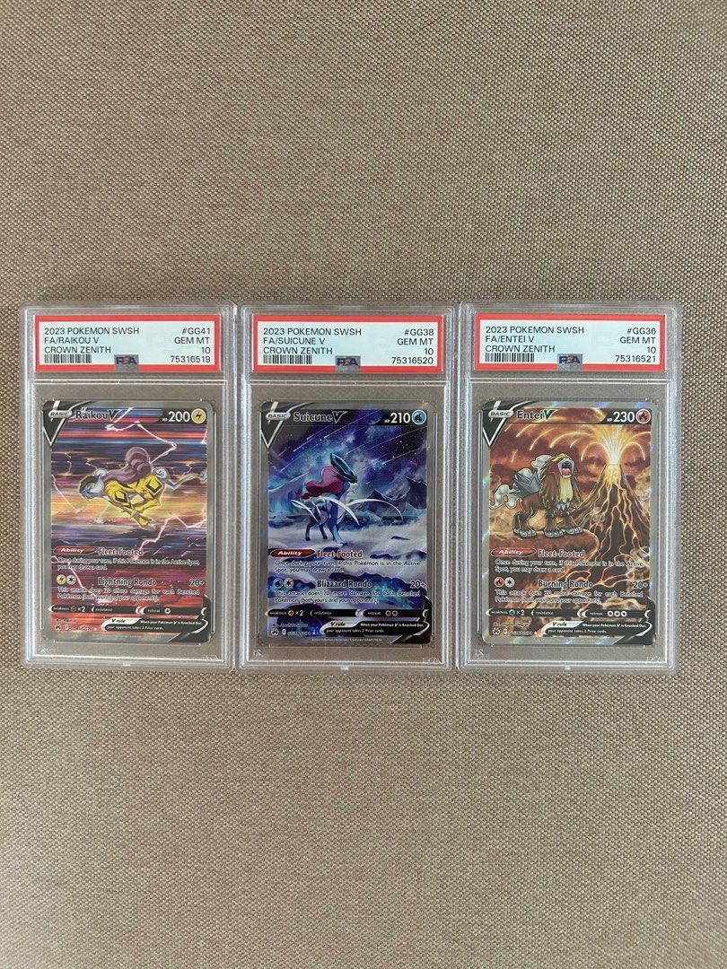 Pokemon PSA Slabs Sequential 10, Raikou, Suicune, Entei Crown Zenith ...