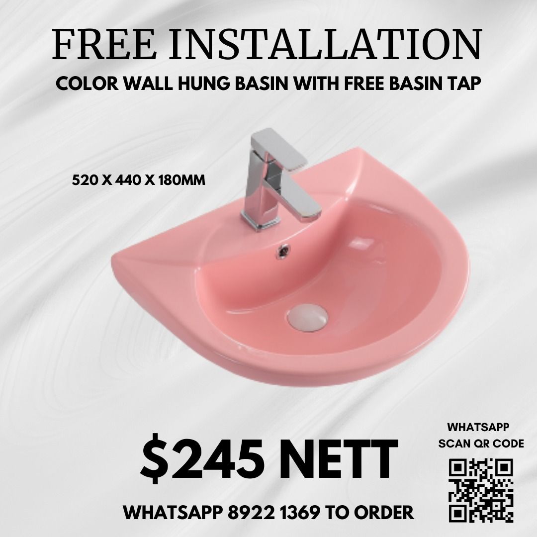READY STOCKS color basin wall hung wash basin half round semi circle ...