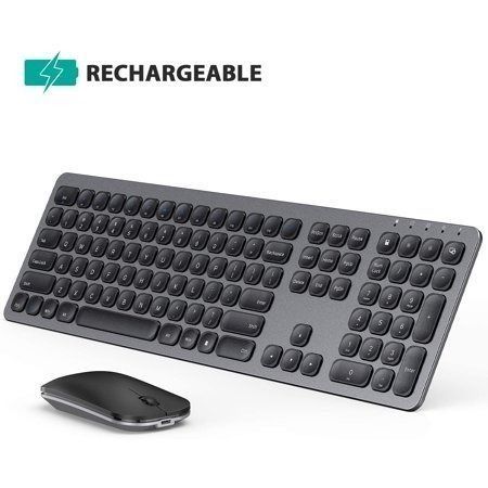 Rechargeable Wireless Keyboard Mouse, Jelly Comb Ergonomic Ultra Slim ...