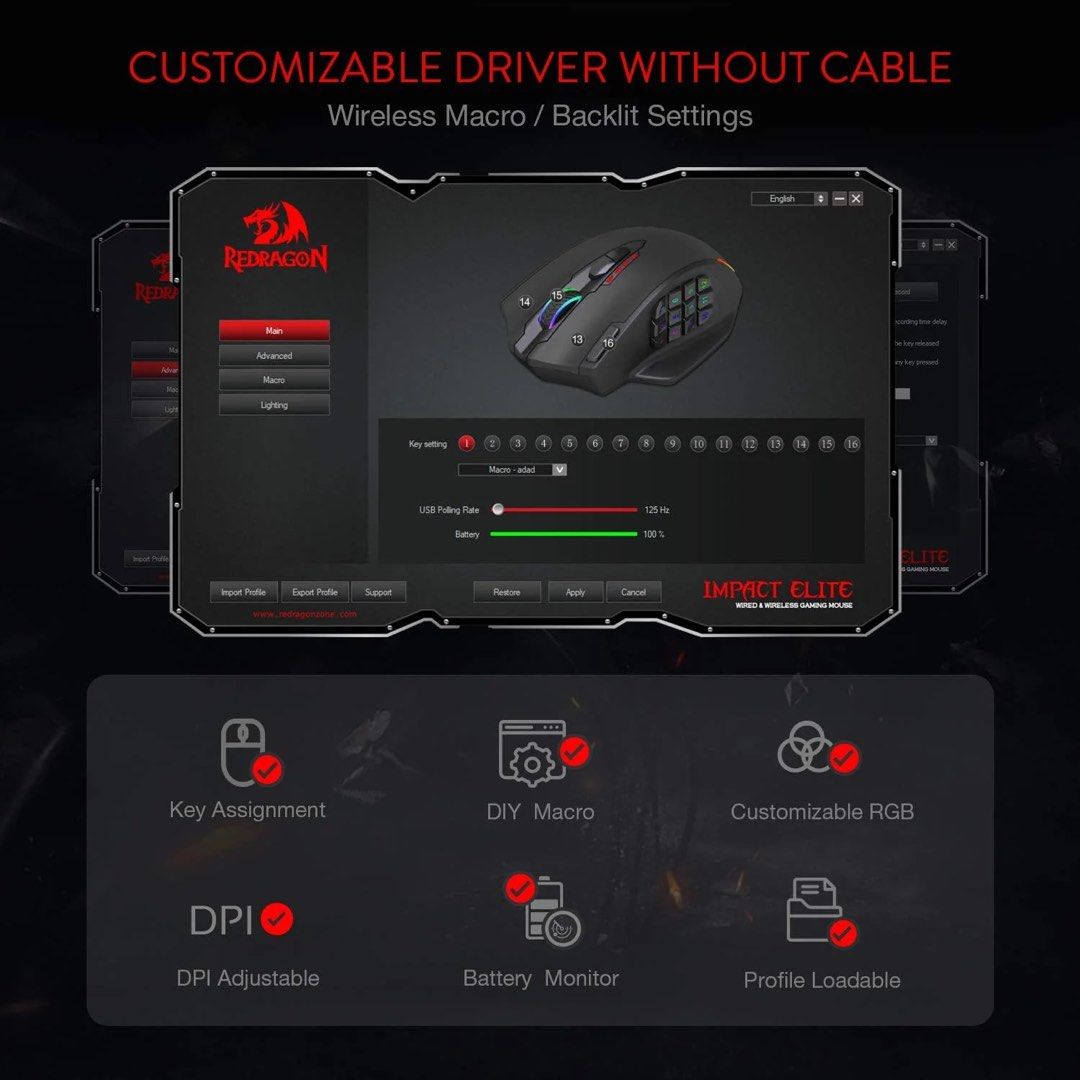 Redragon M913 Impact Elite Wireless Gaming Mouse, Computers & Tech ...