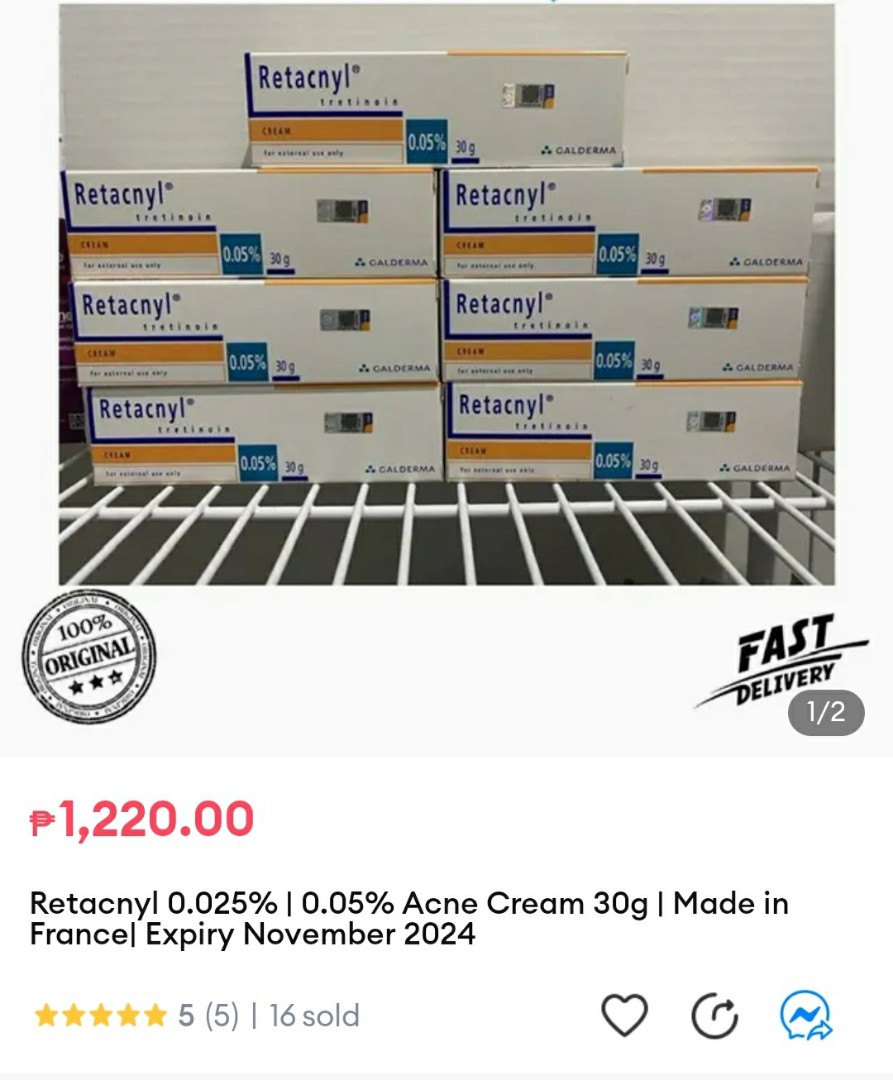 Retacnyl Tretinoin Cream 0.05% (98% Full - Used once) on Carousell