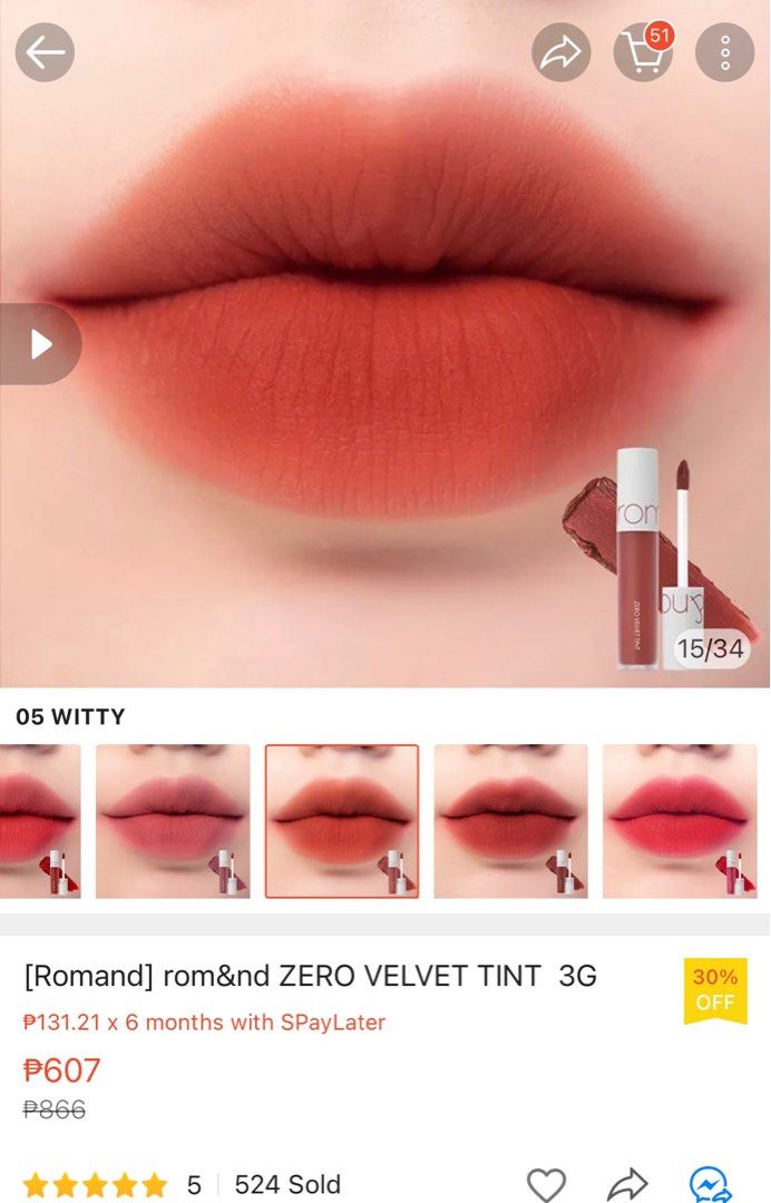 ROMAND ZERO VELVET TINT (WITTY) on Carousell