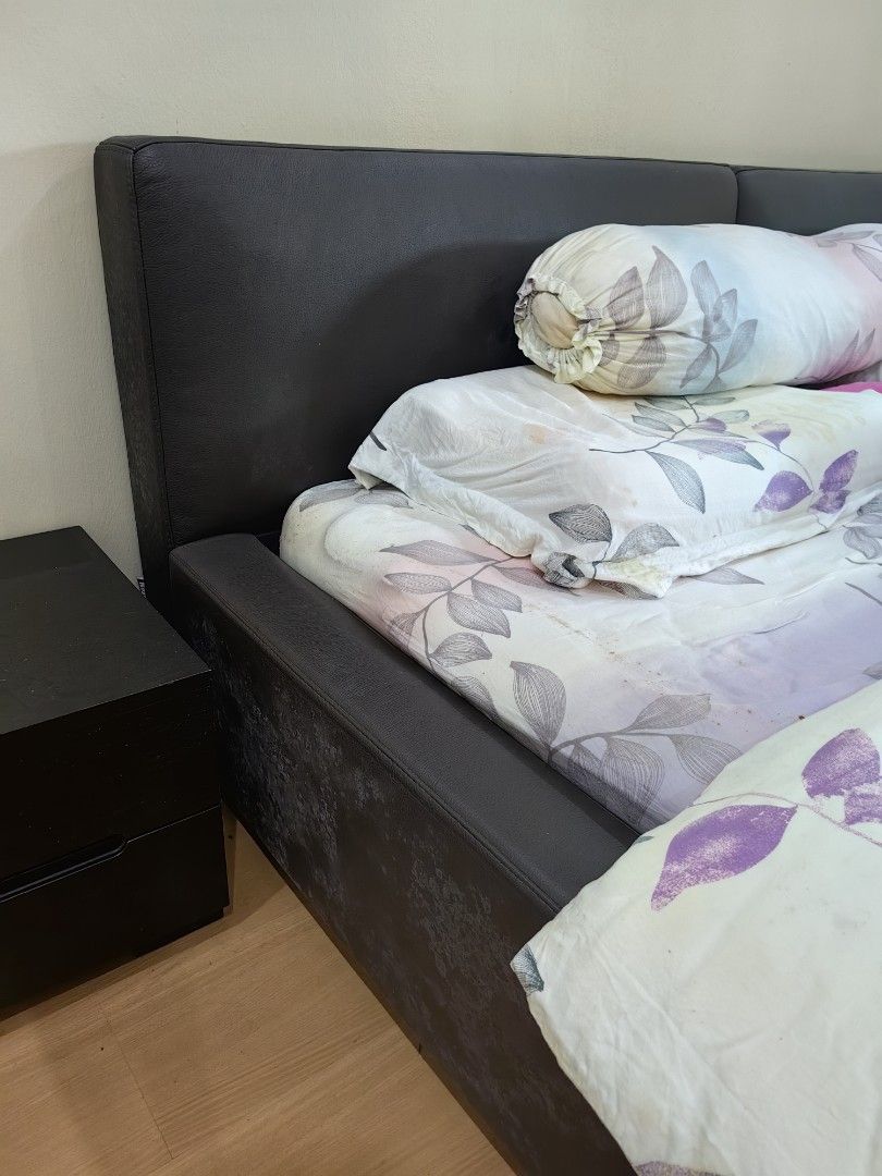 Rozel King Size Bed Frame with 2 Rozel side tables (Melaka), Furniture & Home Living, Furniture ...