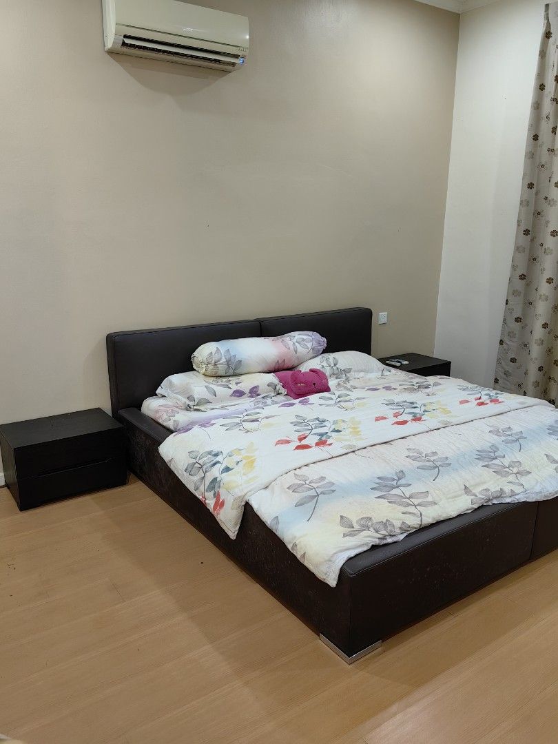 Rozel King Size Bed Frame with 2 Rozel side tables (Melaka), Furniture & Home Living, Furniture ...