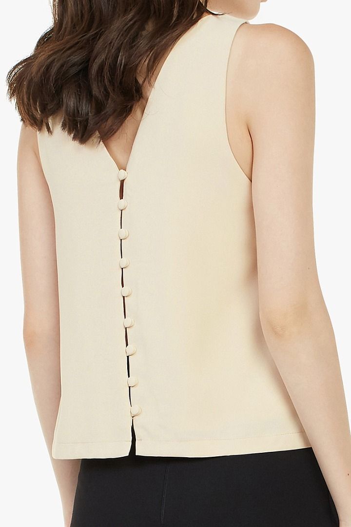Ruth Back Button Top In cream, Women's Fashion, Tops, Blouses on Carousell