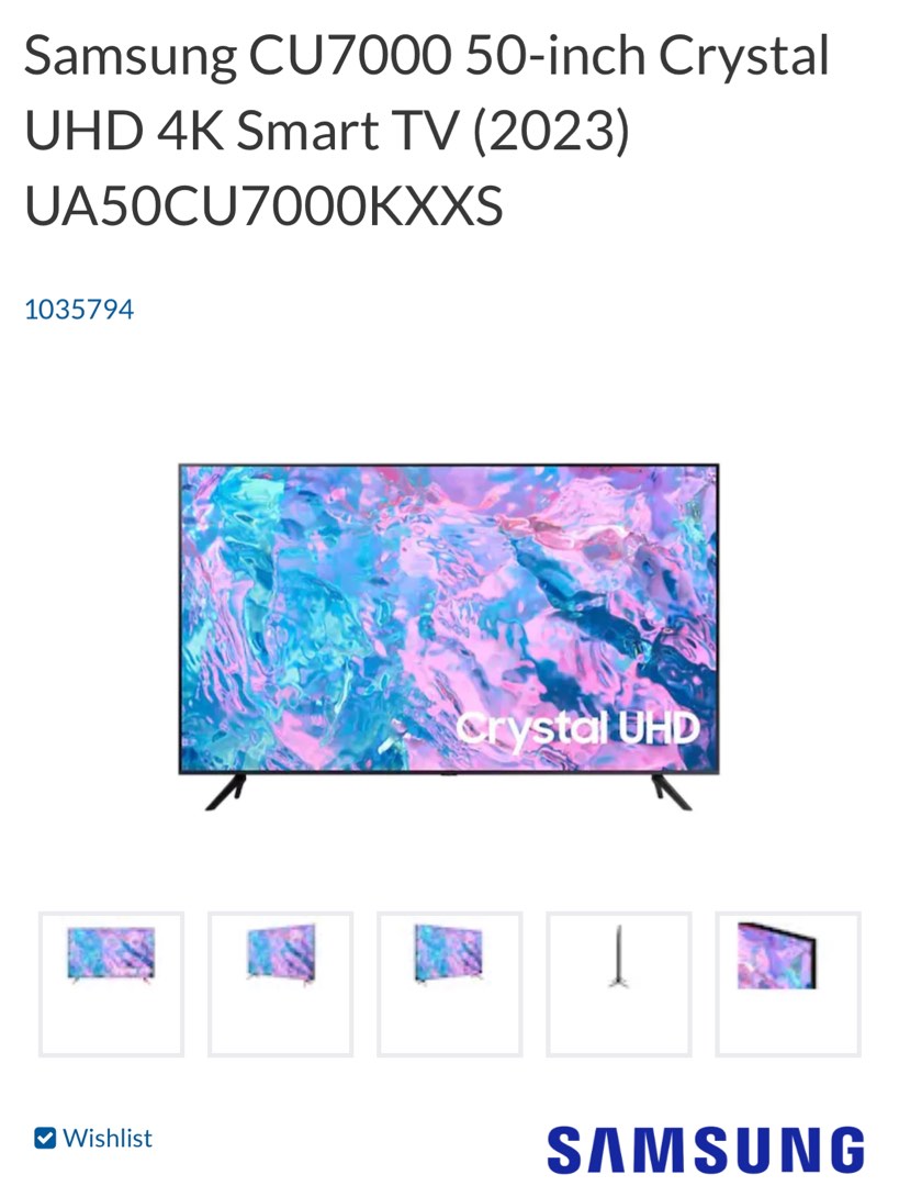 Samsung CU7000 50-inch Crystal UHD 4K Smart TV, TV & Home Appliances ...