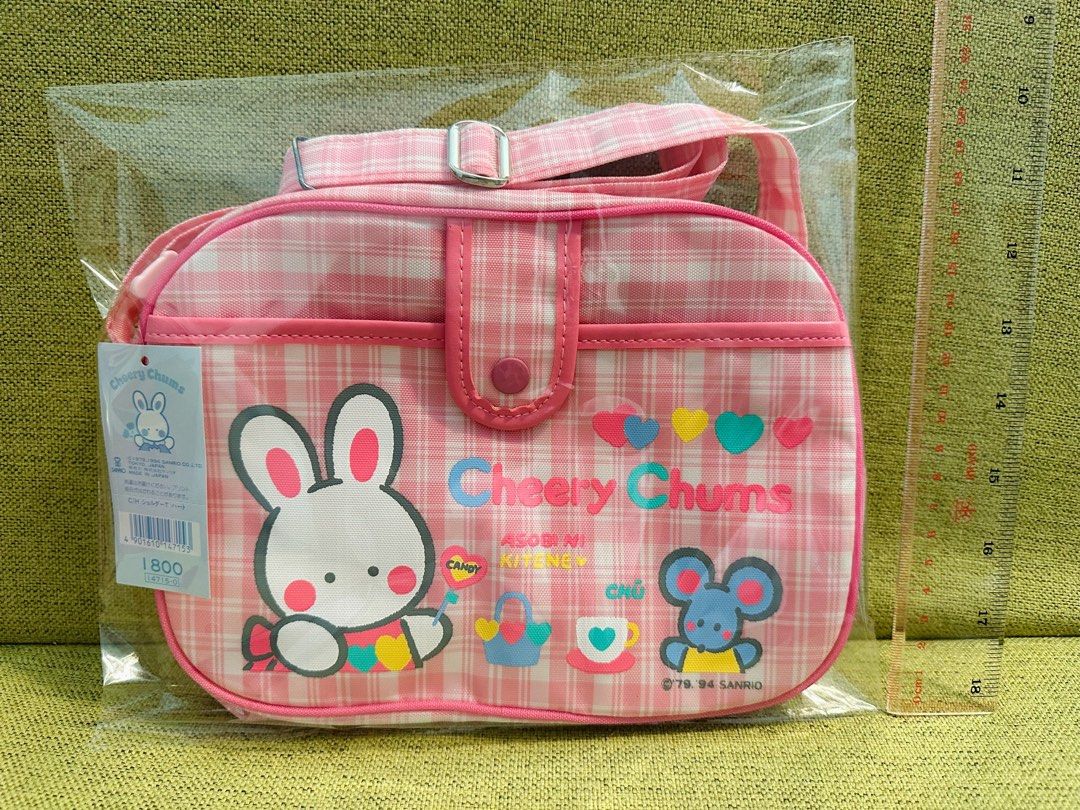 Sanrio 絕版罕有 1994(29年前) Cheery Chums 拉鍊 斜孭袋 CheeryChums Cherry Chums, 女裝 ...