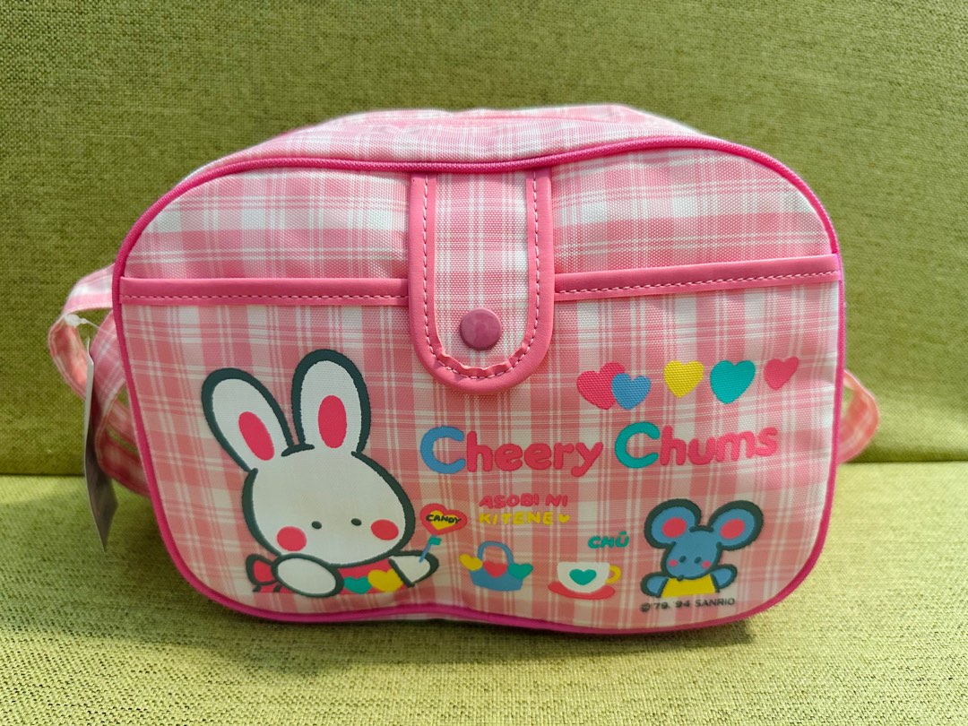 Sanrio 絕版罕有 1994(29年前) Cheery Chums 拉鍊 斜孭袋 CheeryChums Cherry Chums, 女裝 ...