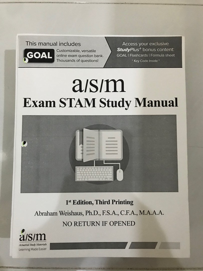 SOA Exam STAM - ASM Manual, Hobbies & Toys, Books & Magazines ...