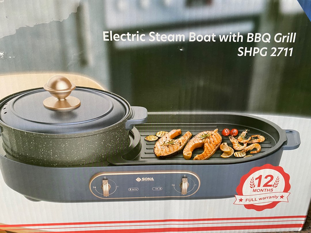Sona Electric Steamboat with BBQ grill SHPG 2711, TV & Home Appliances ...