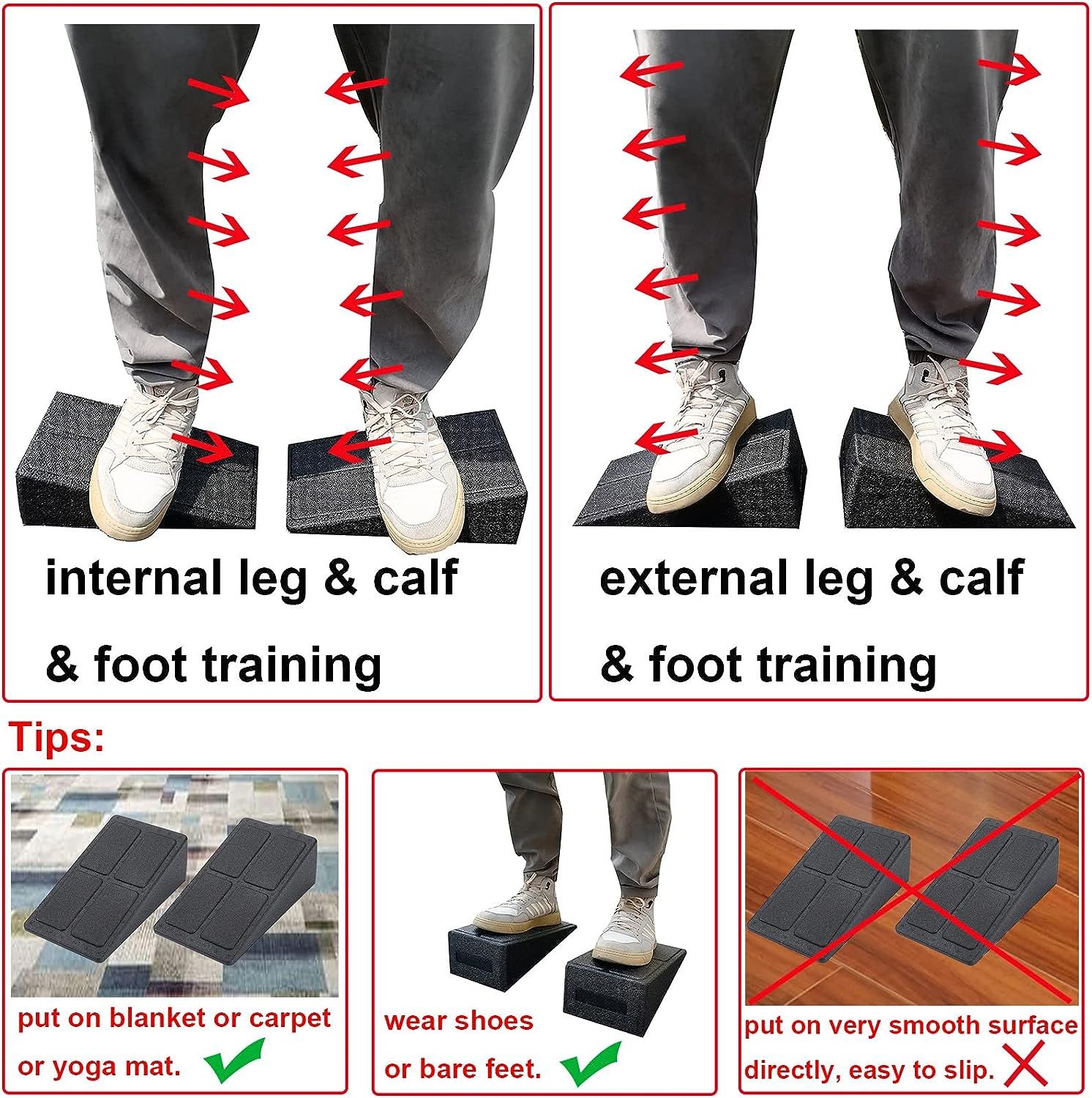 Squat Wedge Block Adjustable Non-Slip Squat Ramp Slant Board Calf ...