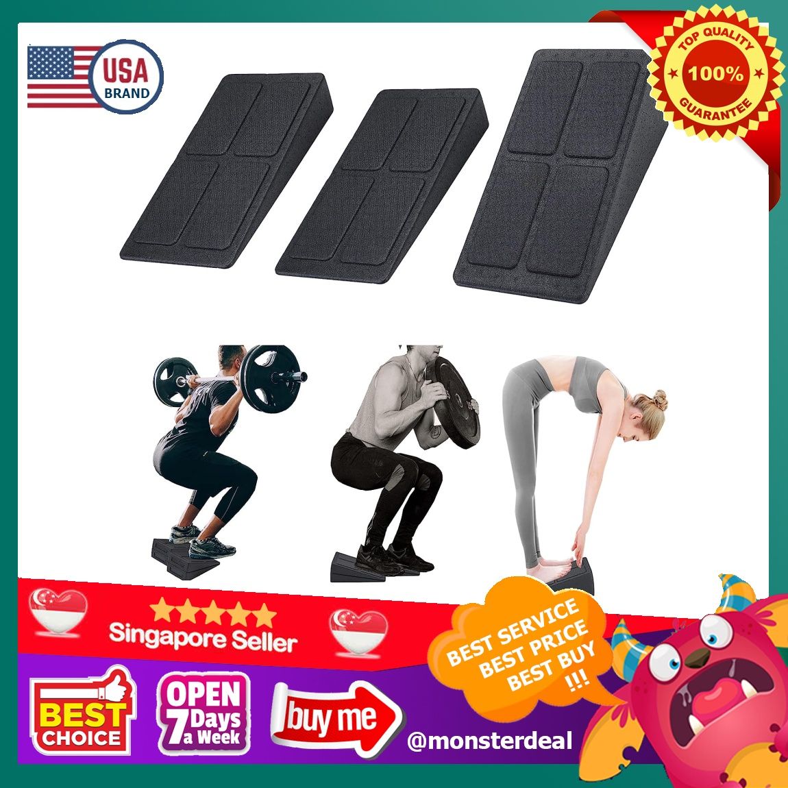 Squat Wedge Block Adjustable Non-Slip Squat Ramp Slant Board Calf ...