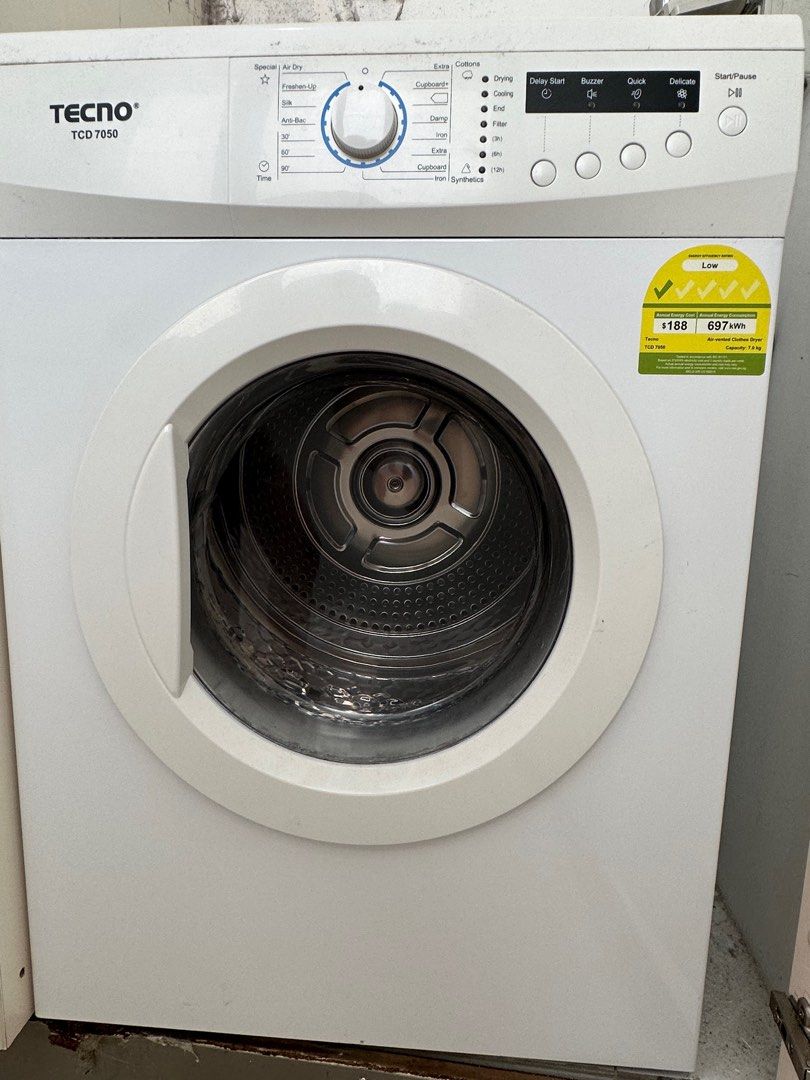 Techno dryer 7kg air vented, TV & Home Appliances, Washing Machines and ...