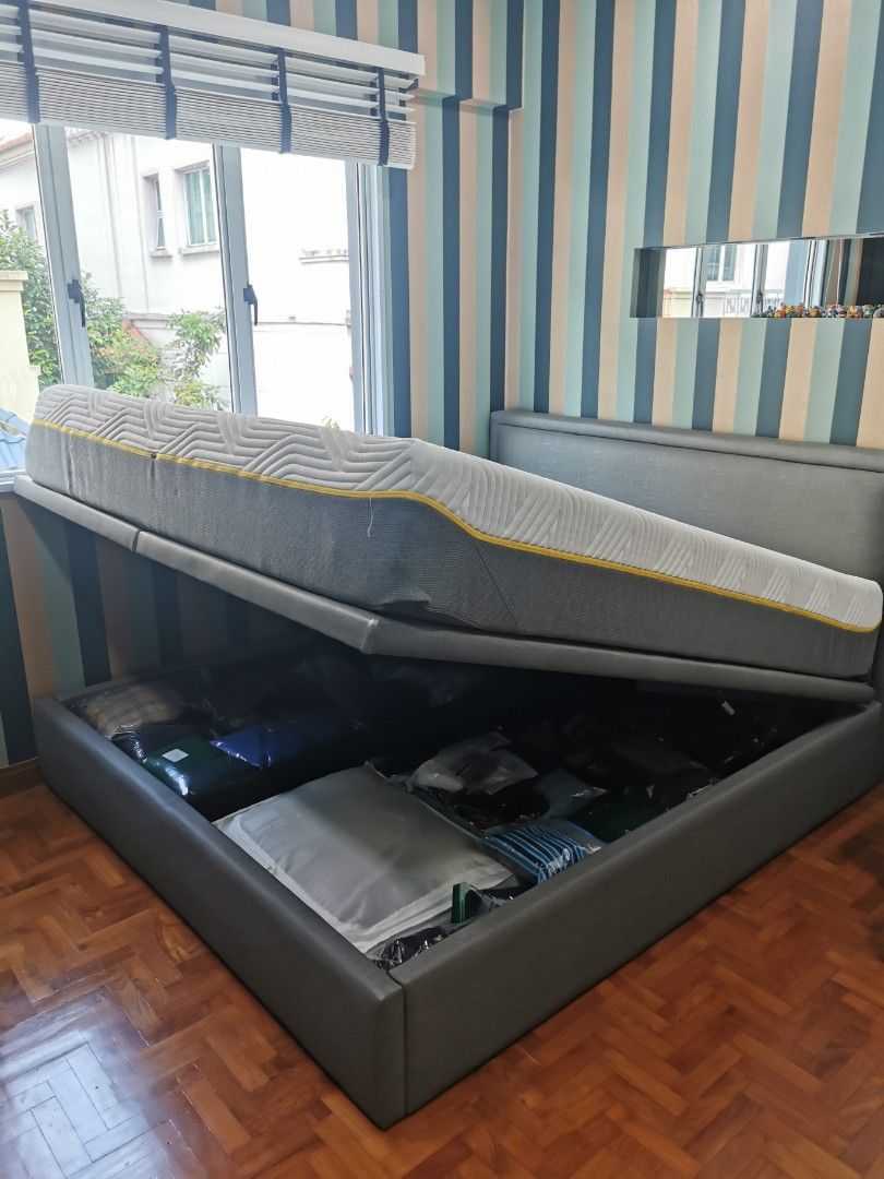 Tempur King Long Storage bed, Furniture & Home Living, Furniture, Bed ...