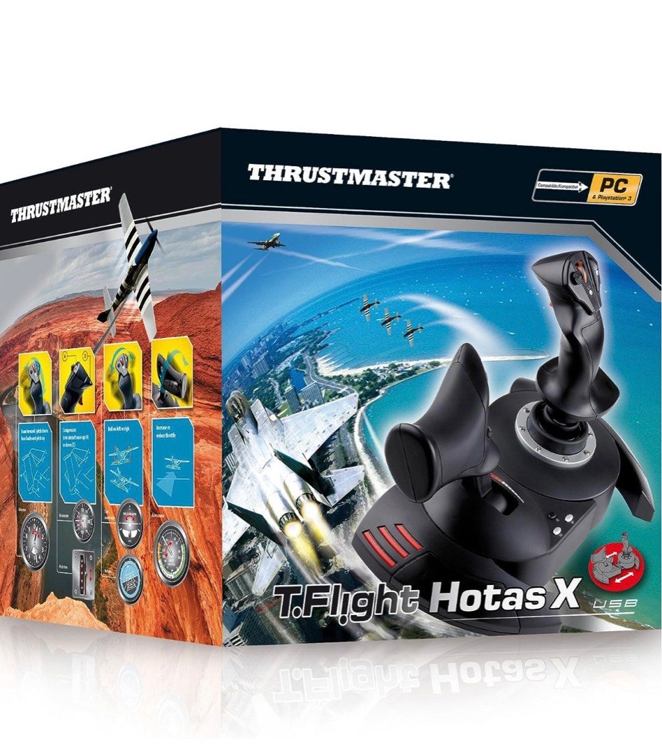 Thrustmaster T.Flight Hotas X USB compatible w PC & PS3, Video Gaming ...