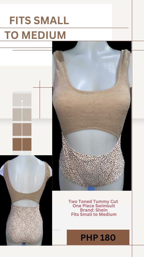 Two Toned Tummy Cut One Piece Swimsuit on Carousell