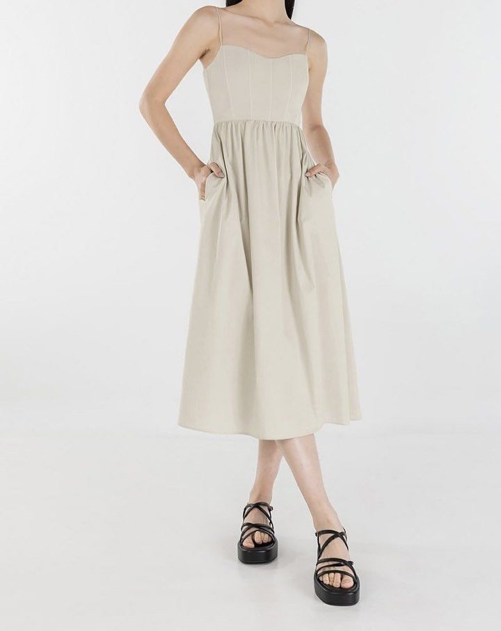 VELDA CORSET BONE MIDI DRESS IN BONE, Women's Fashion, Dresses & Sets ...