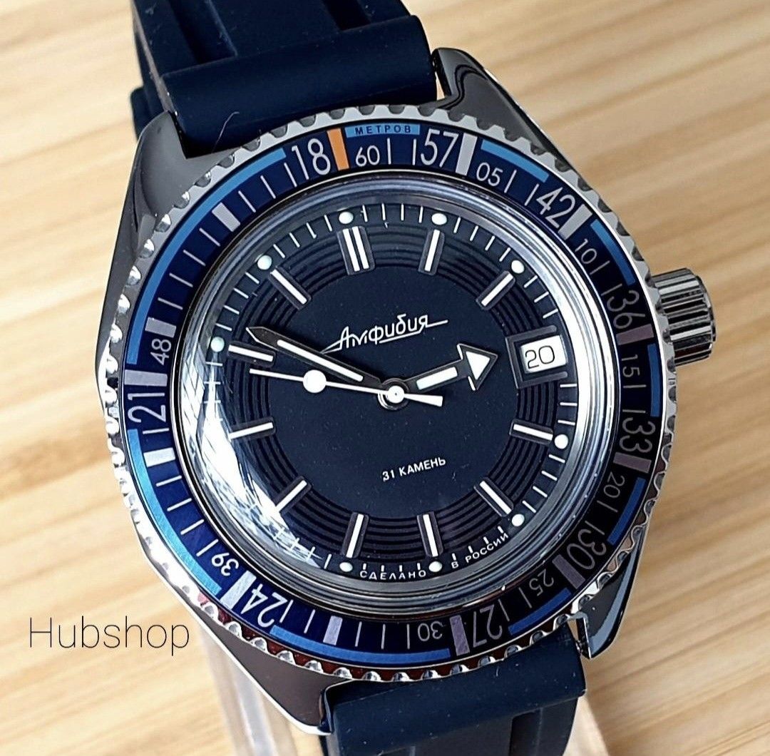 Vostok Amphibia Automatic Mechanical Diver 200 metres WR. Black Dial ...