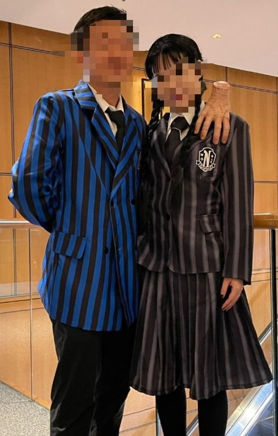 Wednesday Addams & Male Costume, Men's Fashion, Tops & Sets, Sets ...