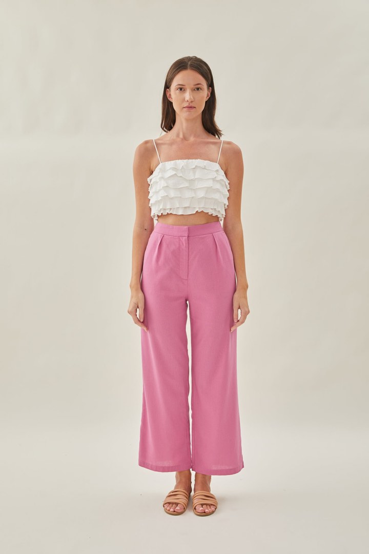 Wide Legged Trousers In Hibiscus Womens Fashion Bottoms Other