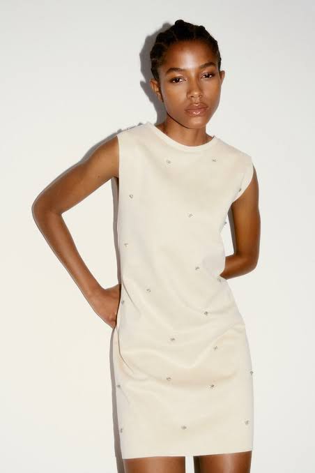 ZARA SOFT FEEL DRESS WITH CRYSTAL, Women's Fashion, Dresses & Sets ...