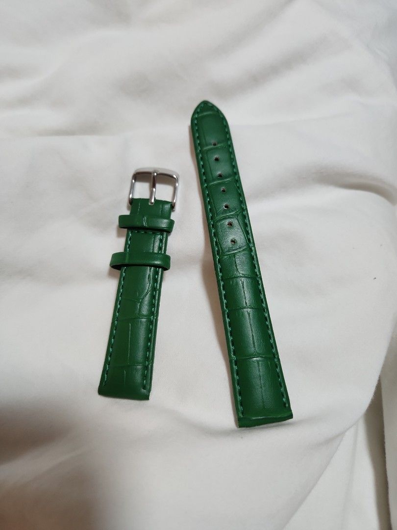 18mm green leather watch strap, Men's Fashion, Watches & Accessories ...