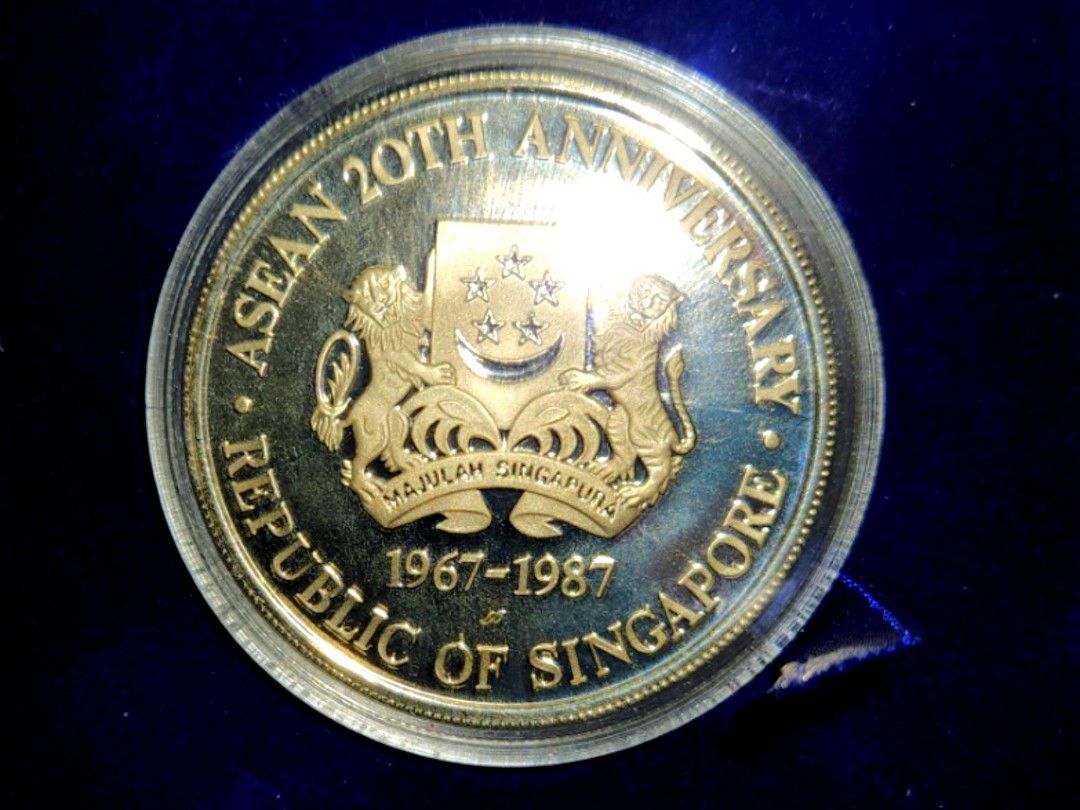 1987 ASEAN 20th Anniversary $10 Singapore Silver Commemorative Coin ...
